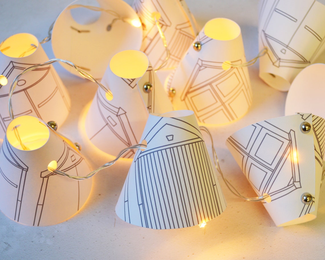 Beach Huts Grey String Lights - Etsy UK