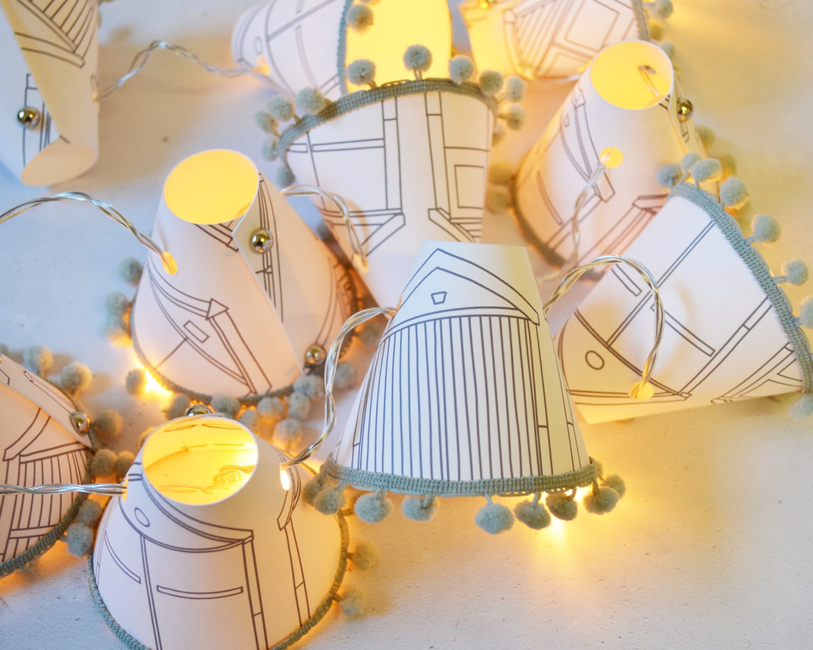 Beach Huts Grey String Lights | Etsy UK