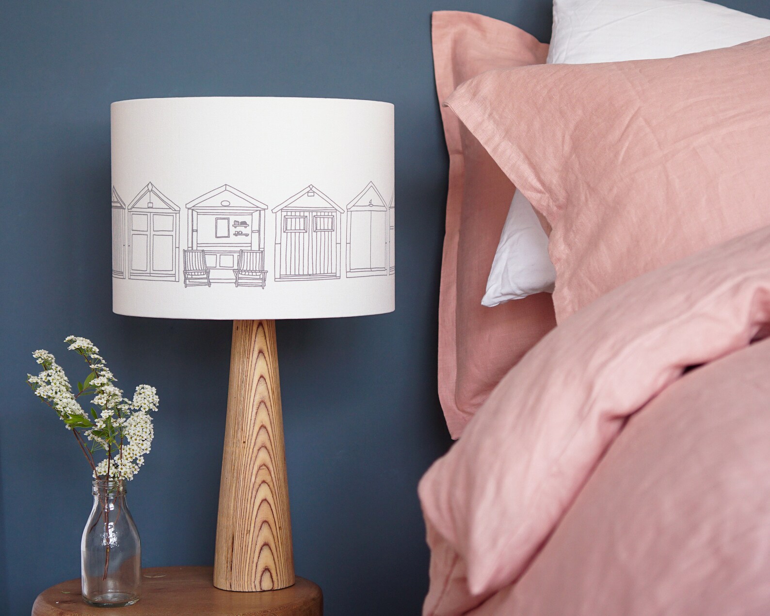 Beach huts coastal grey lampshade | Etsy