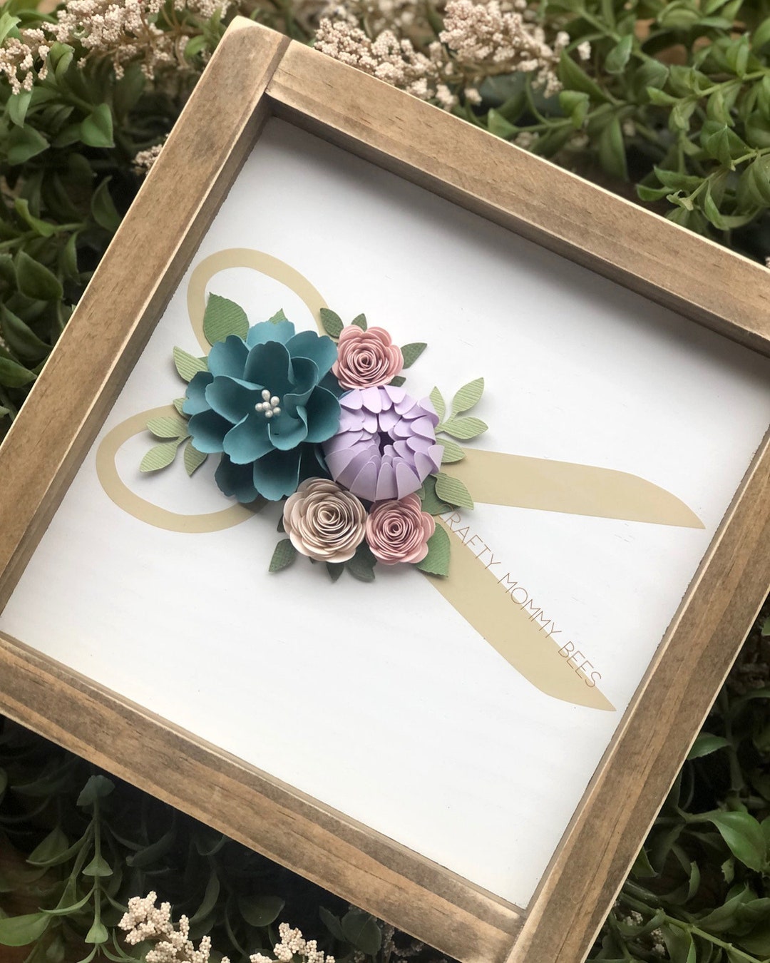 Wood Decor | Paper Flower Decor | Floral Frame | Office Decor | Craft ...