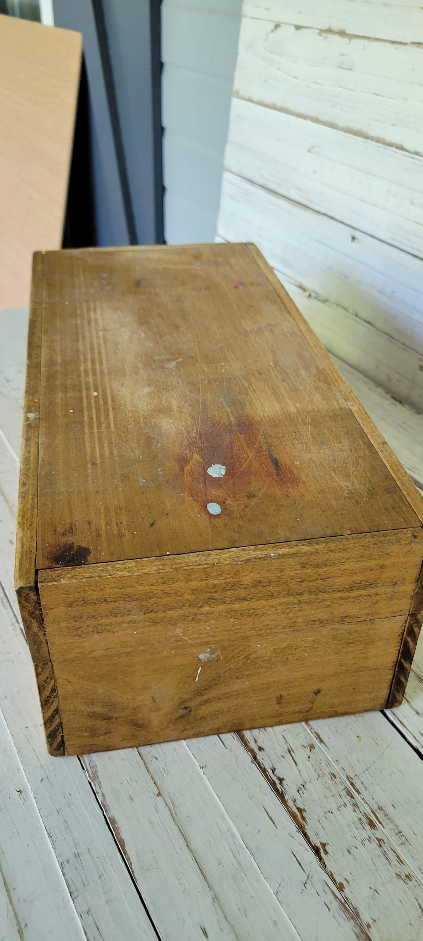 Vintage Heavy Wooden Box Rustic Storage Box Handmade Box Vintage Wooden Box Light Wooden Box Dad ...