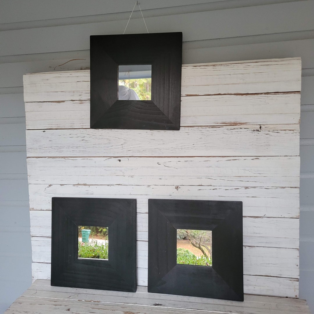 3 Wide Frame Black Mirrors 3 Decorative Wall Displays 10x10 Mirror Ikea ...