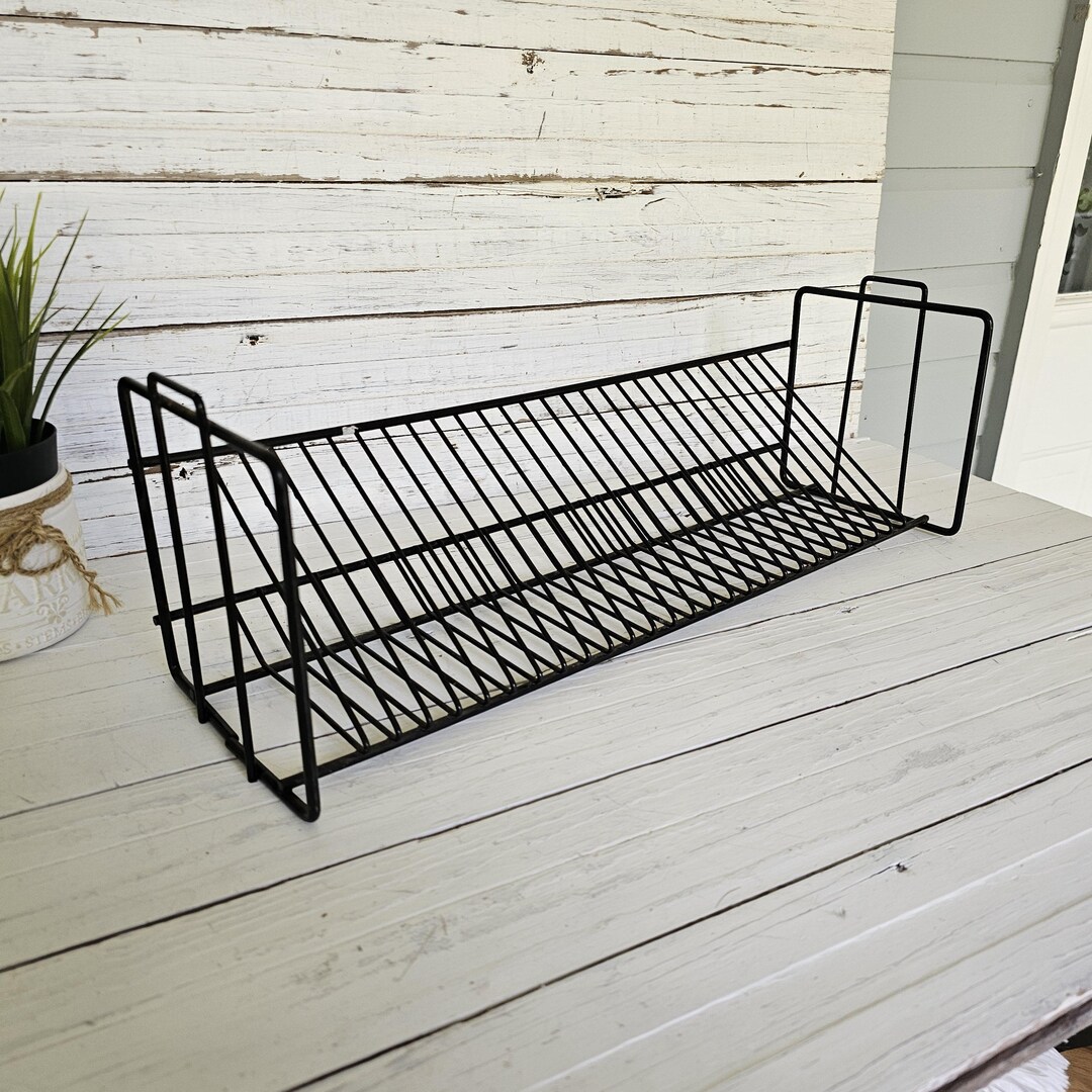 1 Black Metal CD Storage Racks - Tall Slender Metal Storage Rack ...