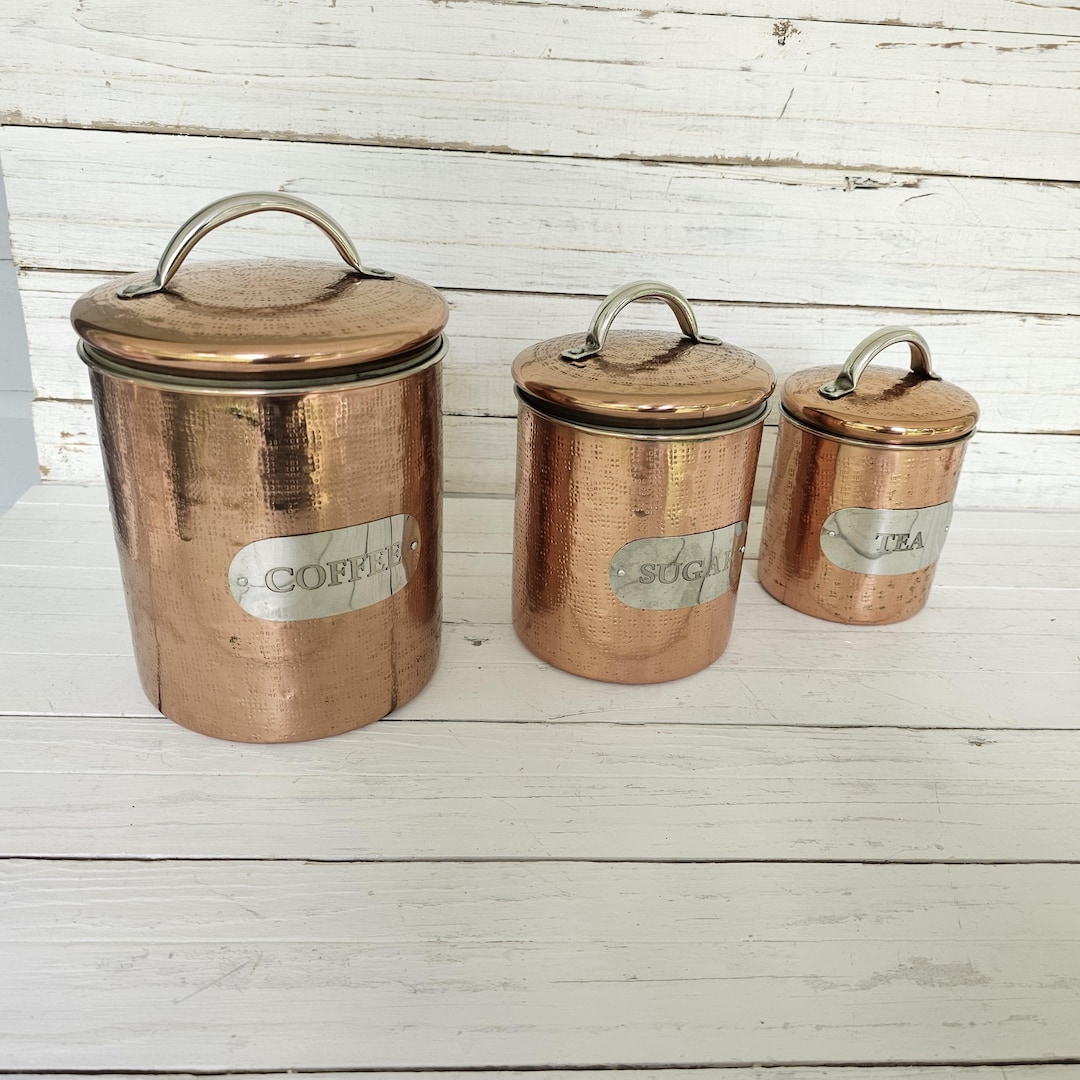 Copper Finish Canisters - Three Copper Colored Canisters - Lidded ...