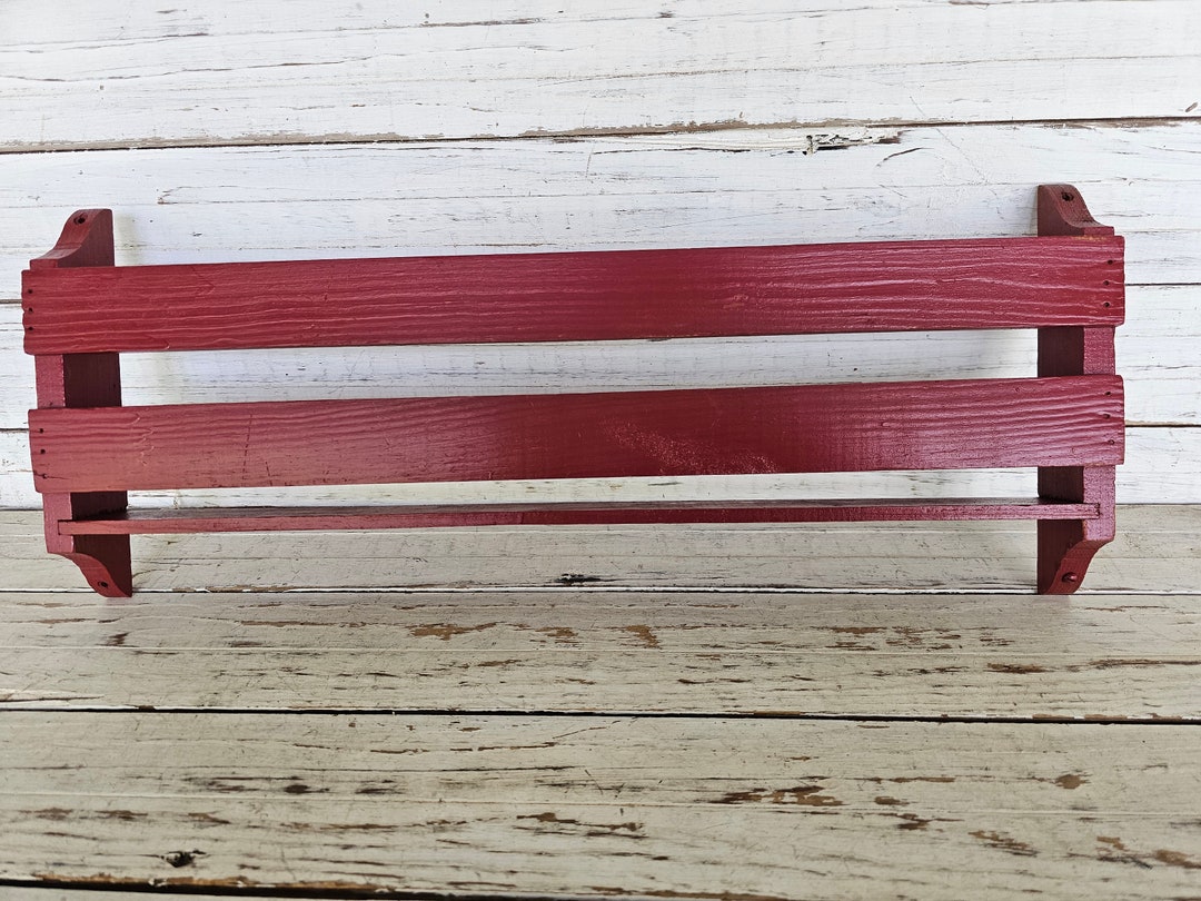 Vintage Prayer Book Rack - Wooden Pew Rack - Painted Dark Maroon - Book ...