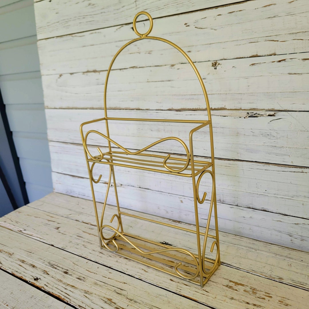 Petite 2 Tier Gold Shelf Gold Display Rack Gold Storage Rack Small ...