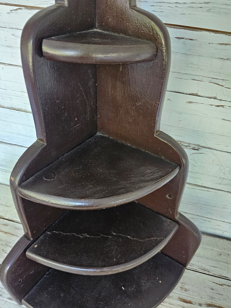 Vintage 4 Shelf Wooden Corner Shelf Vintage Corner Shelf Heavy Wooden ...