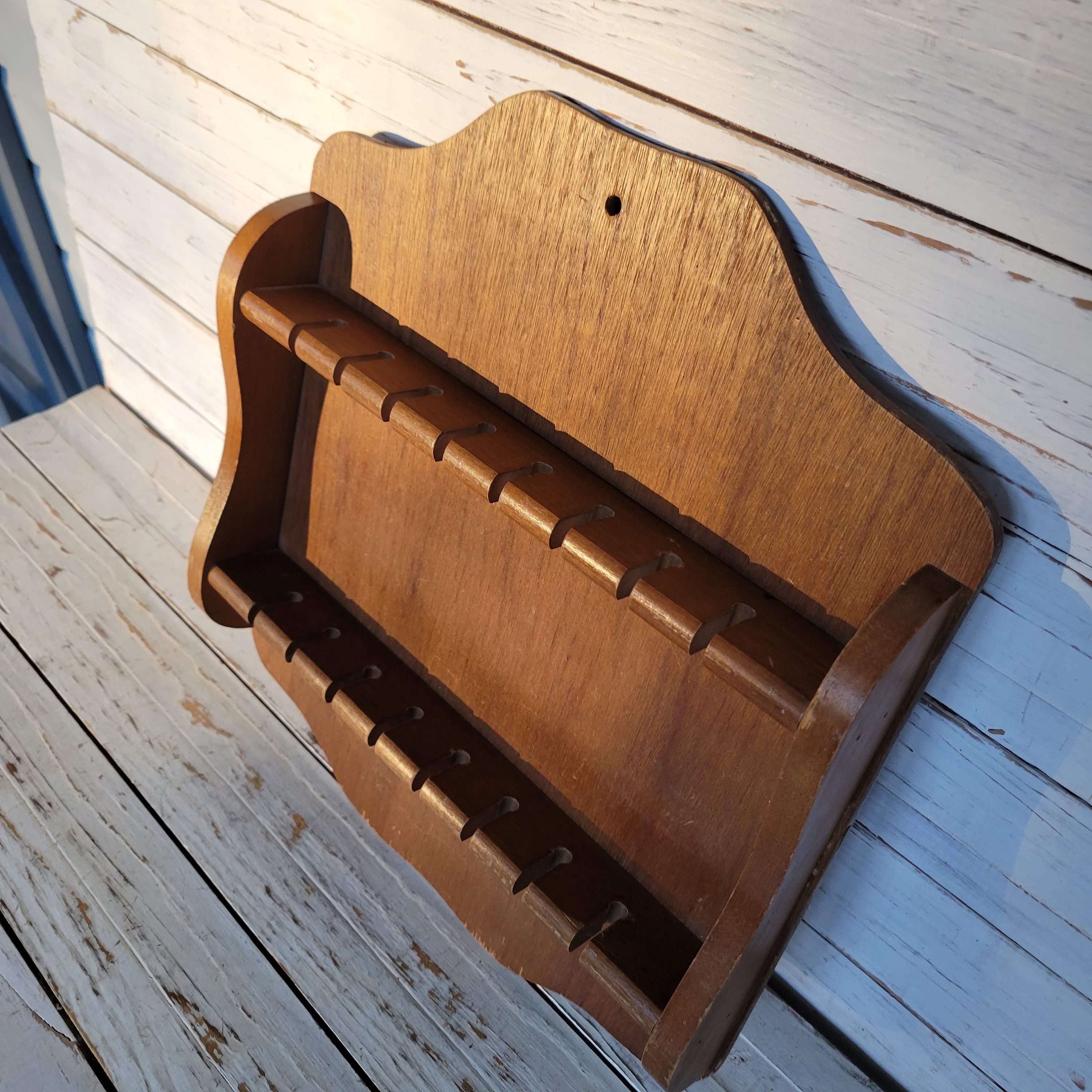 Vintage Wooden Wall Spoon Display Vintage Spoon Display Wall Rack 2 Row ...