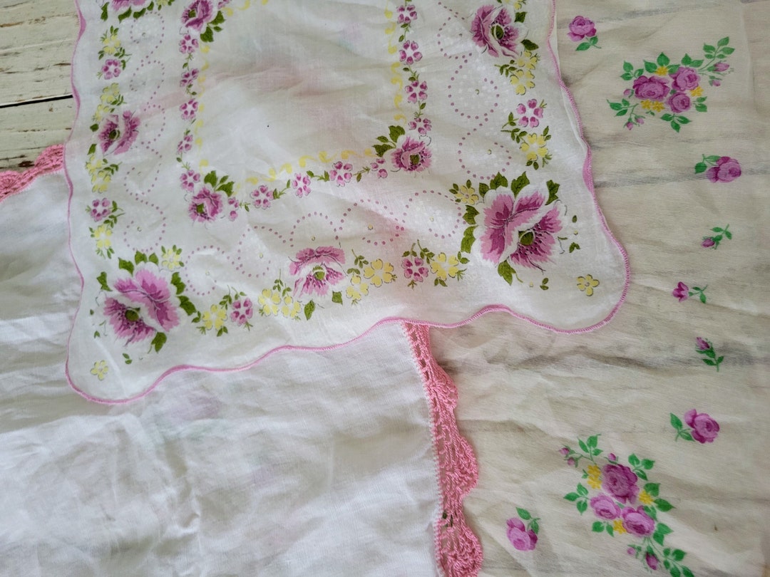 Free Ship Assortment of Vintage Hankies Floral and Whites 9 Pieces ...