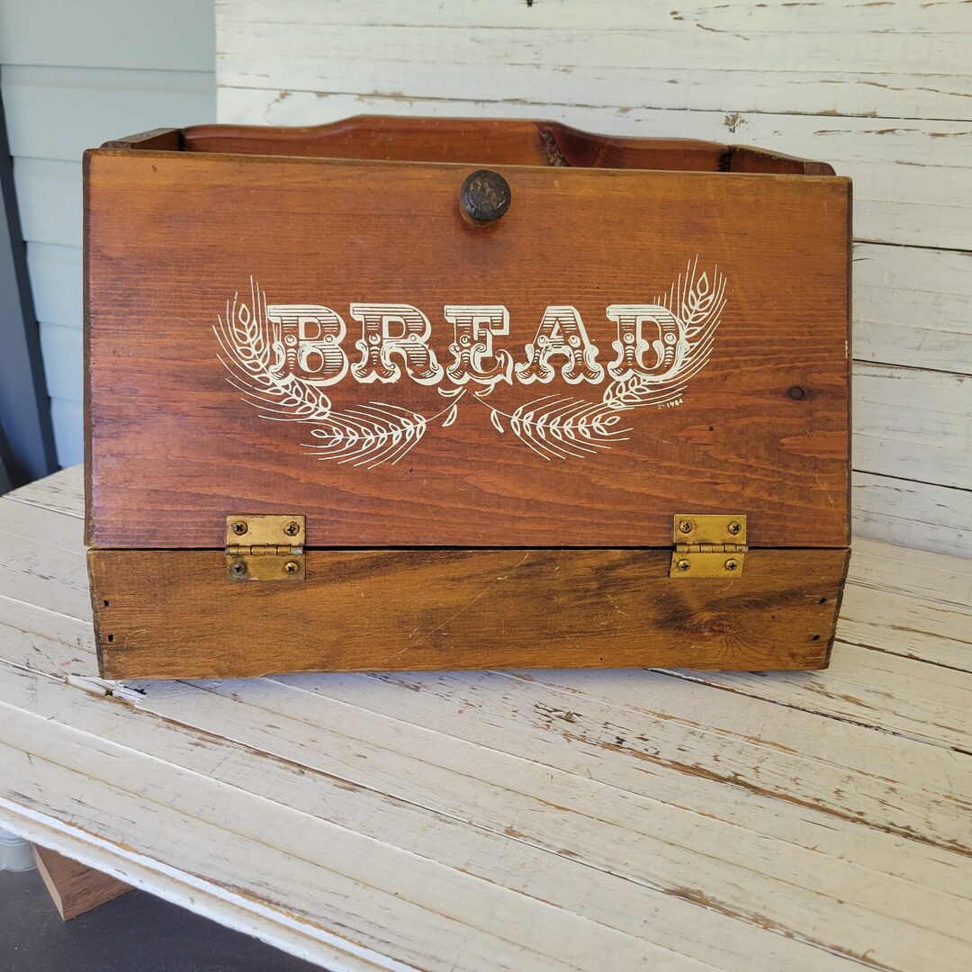 Large Wooden Vintage Bread Box Vintage Drop Lid Bread Box - Etsy