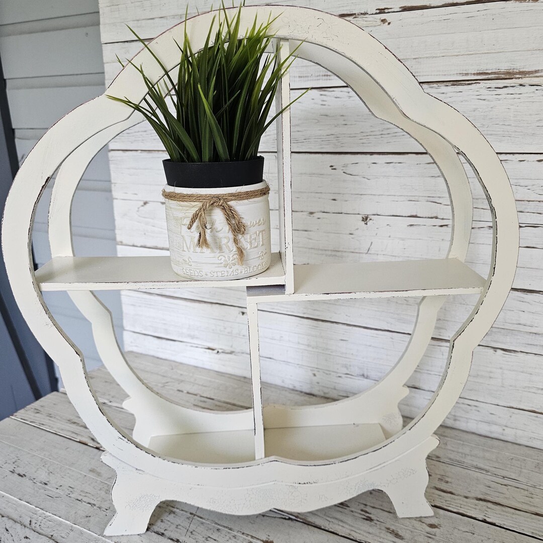 4 Section Wooden Rack 2 Row Shelf Vintage Wall Shelf Knick Knack Shelf ...