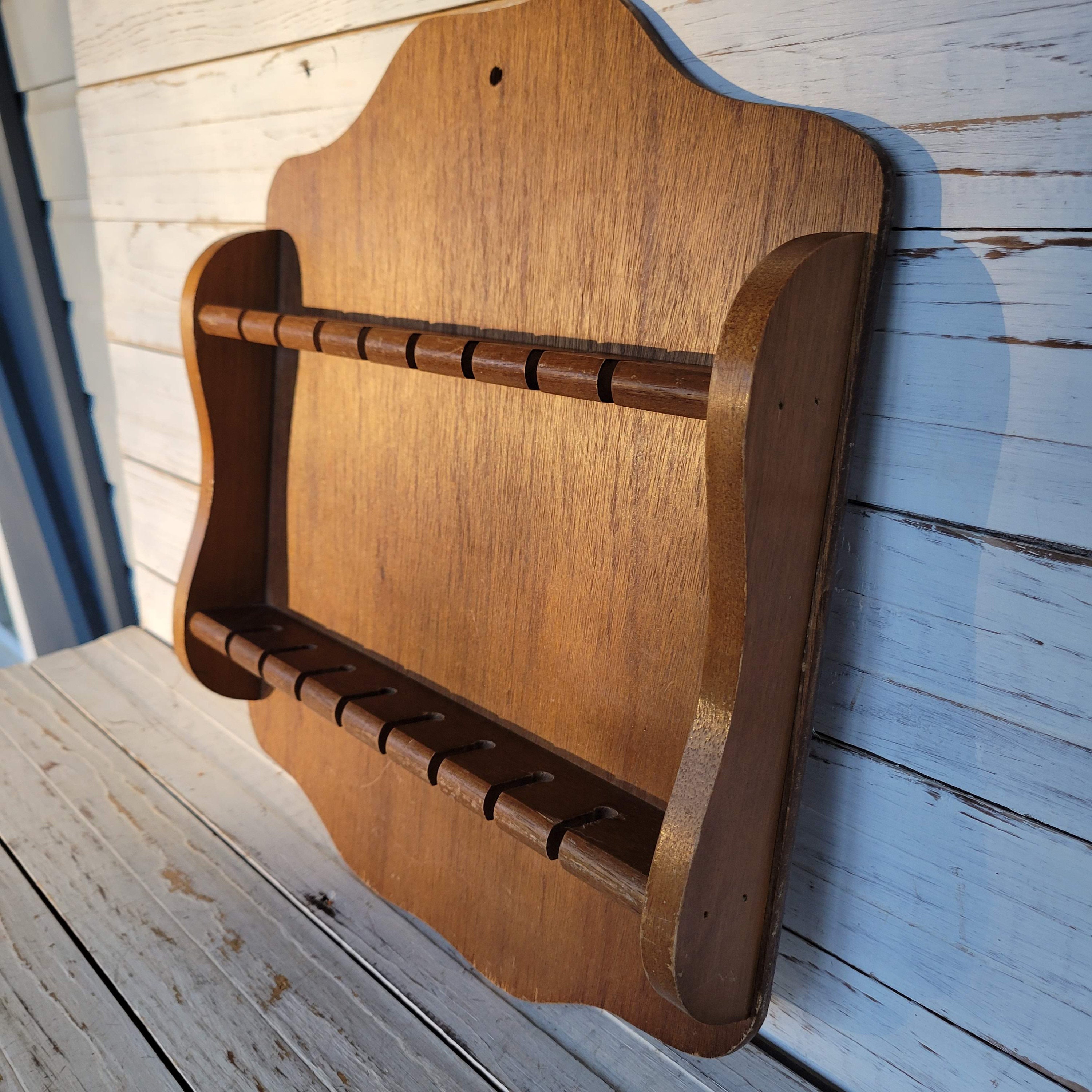 Vintage Wooden Wall Spoon Display Vintage Spoon Display Wall Rack 2 Row ...