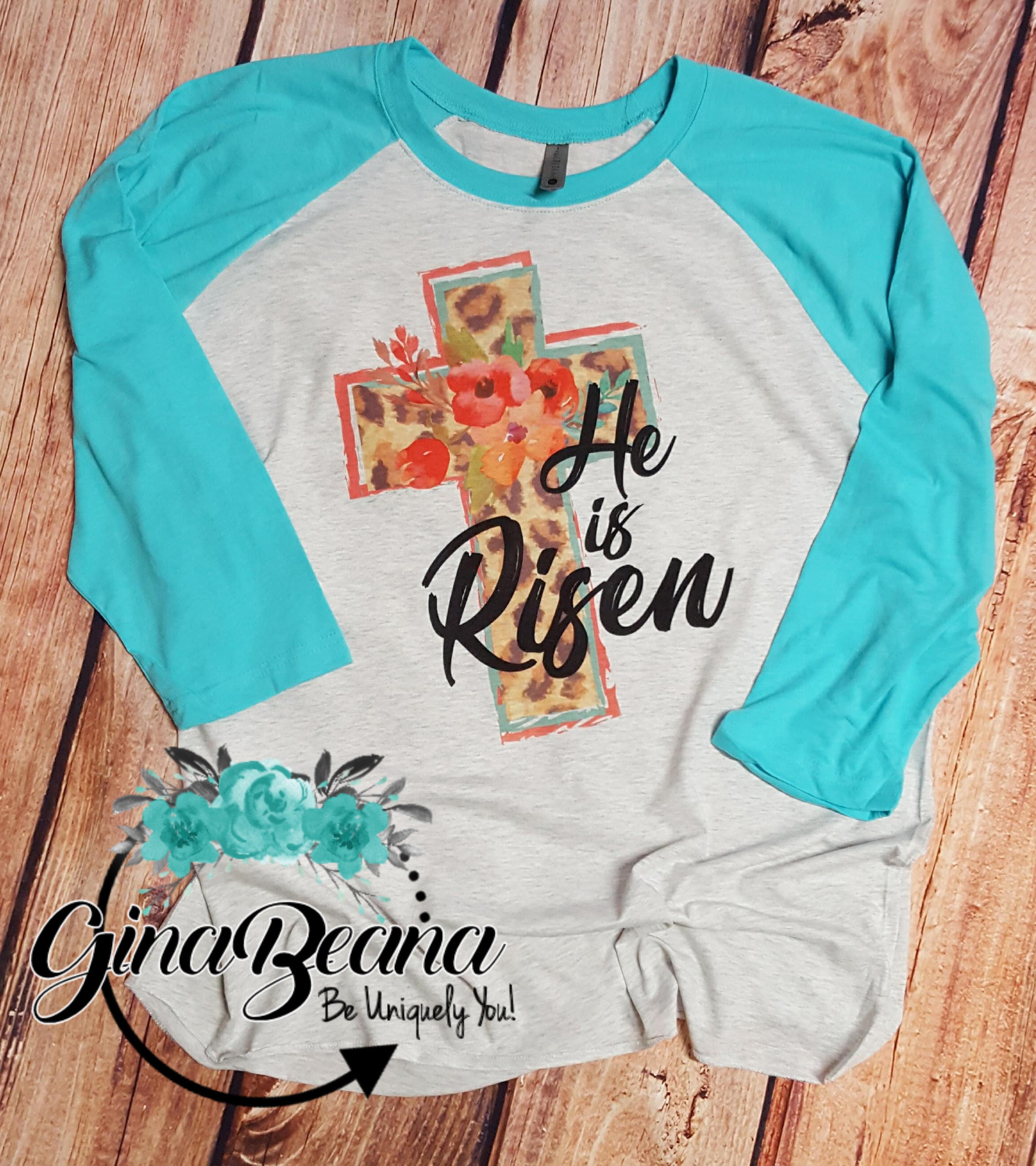 He is Risen Floral Cross Raglan Shirt Easter Shirt Religious - Etsy