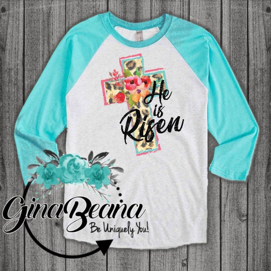He is Risen Floral Cross Raglan Shirt, Easter Shirt, Religious Tee ...