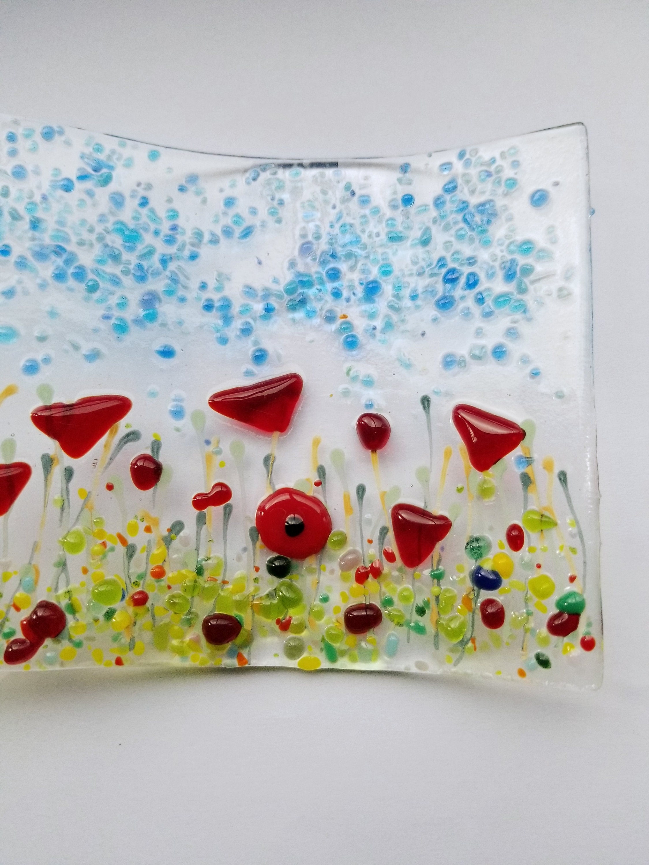 Fused Glass Field of Poppies Window Ornament - Etsy UK