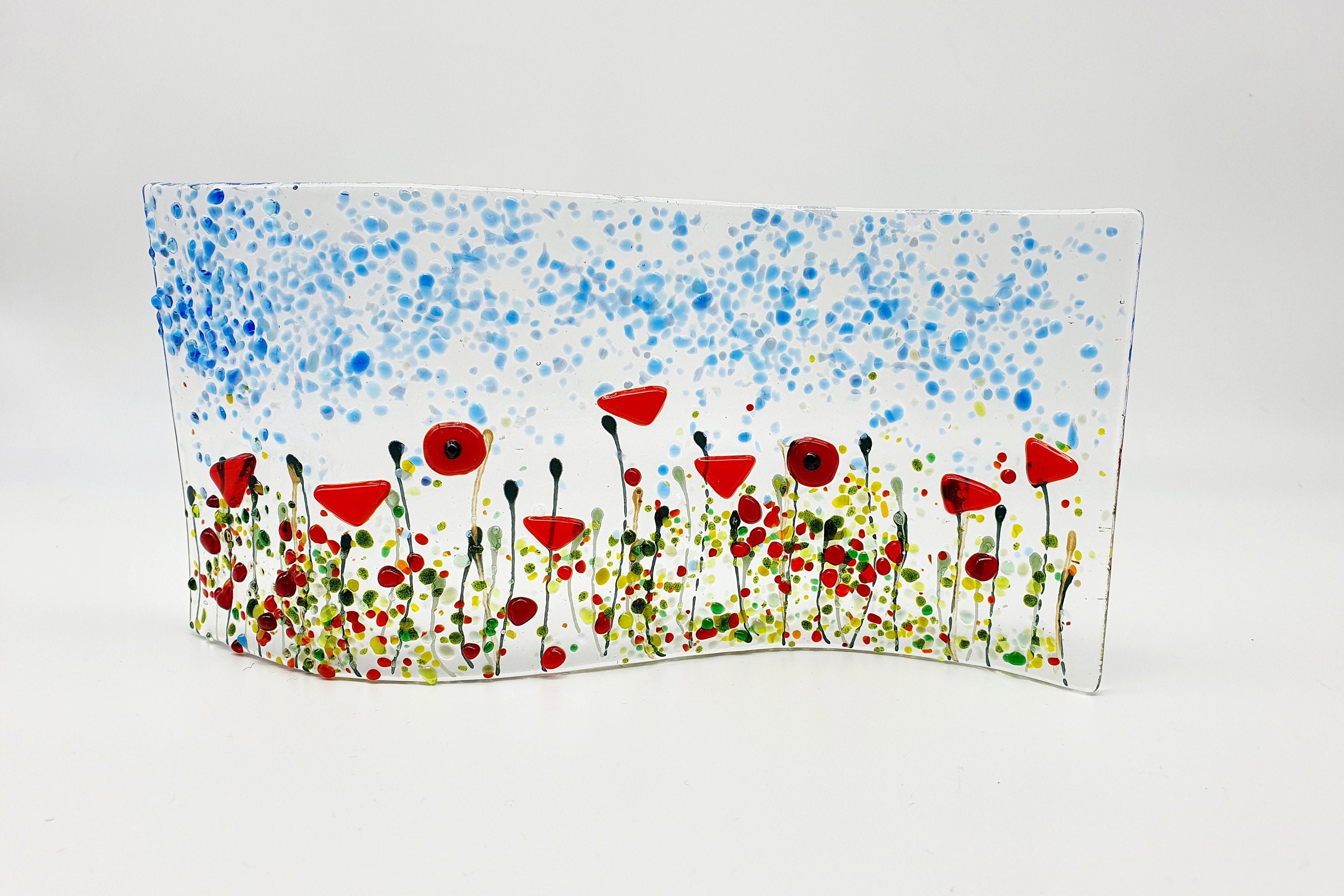 Fused Glass Field of Poppies Window Ornament - Etsy UK