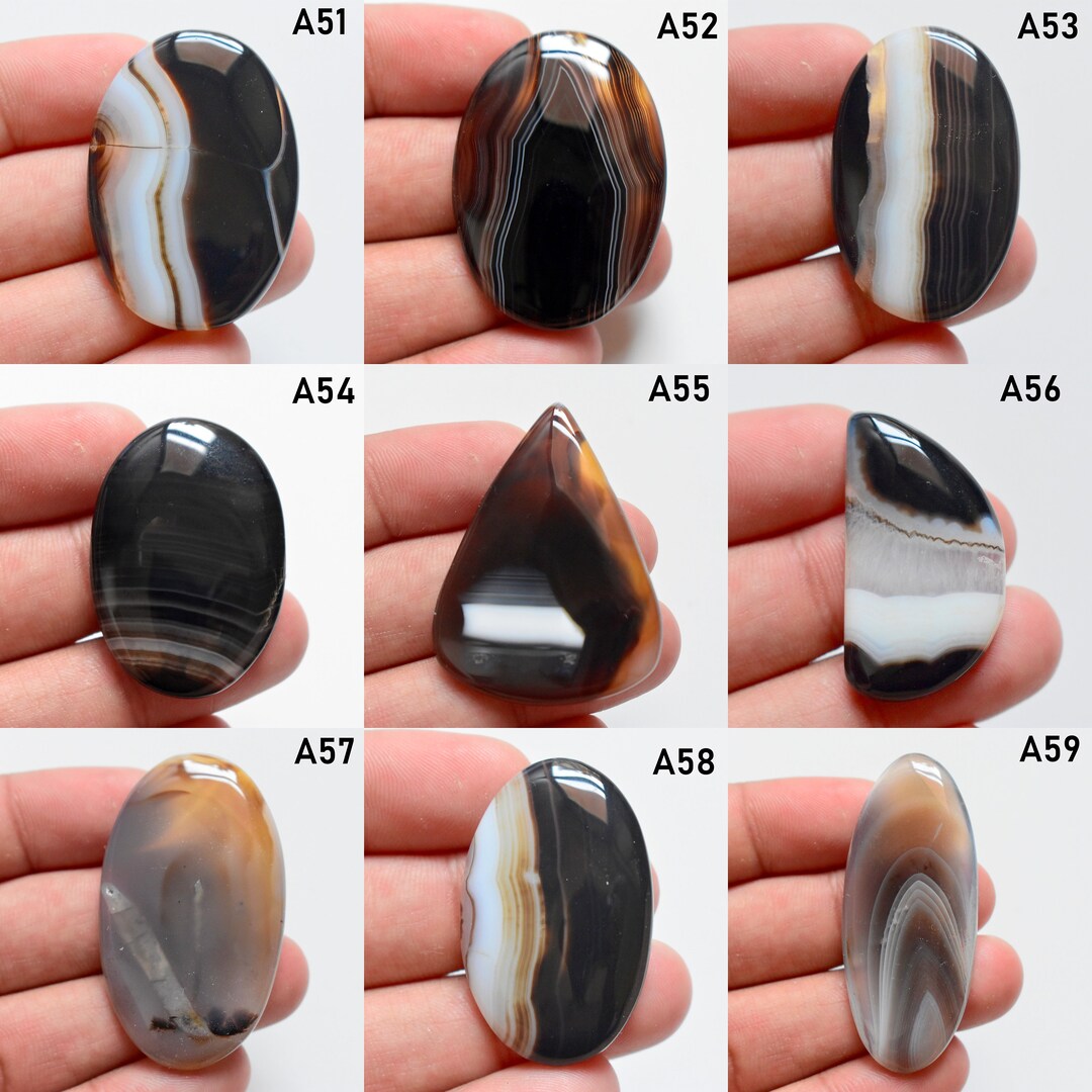 Natural Black Banded Onyx Cabochon ,hand Polished , Black Banded Onyx ...