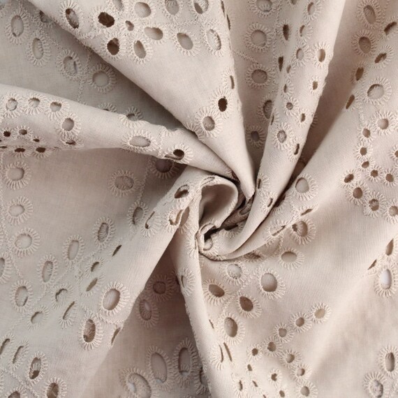 Last Remaining Piece 104 Cm Cotton Fabric Embroidery Holes Sand Beige Etsy UK