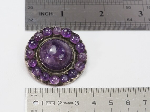 Fred Davis Silver Amethyst Brooch-1950s - Gem
