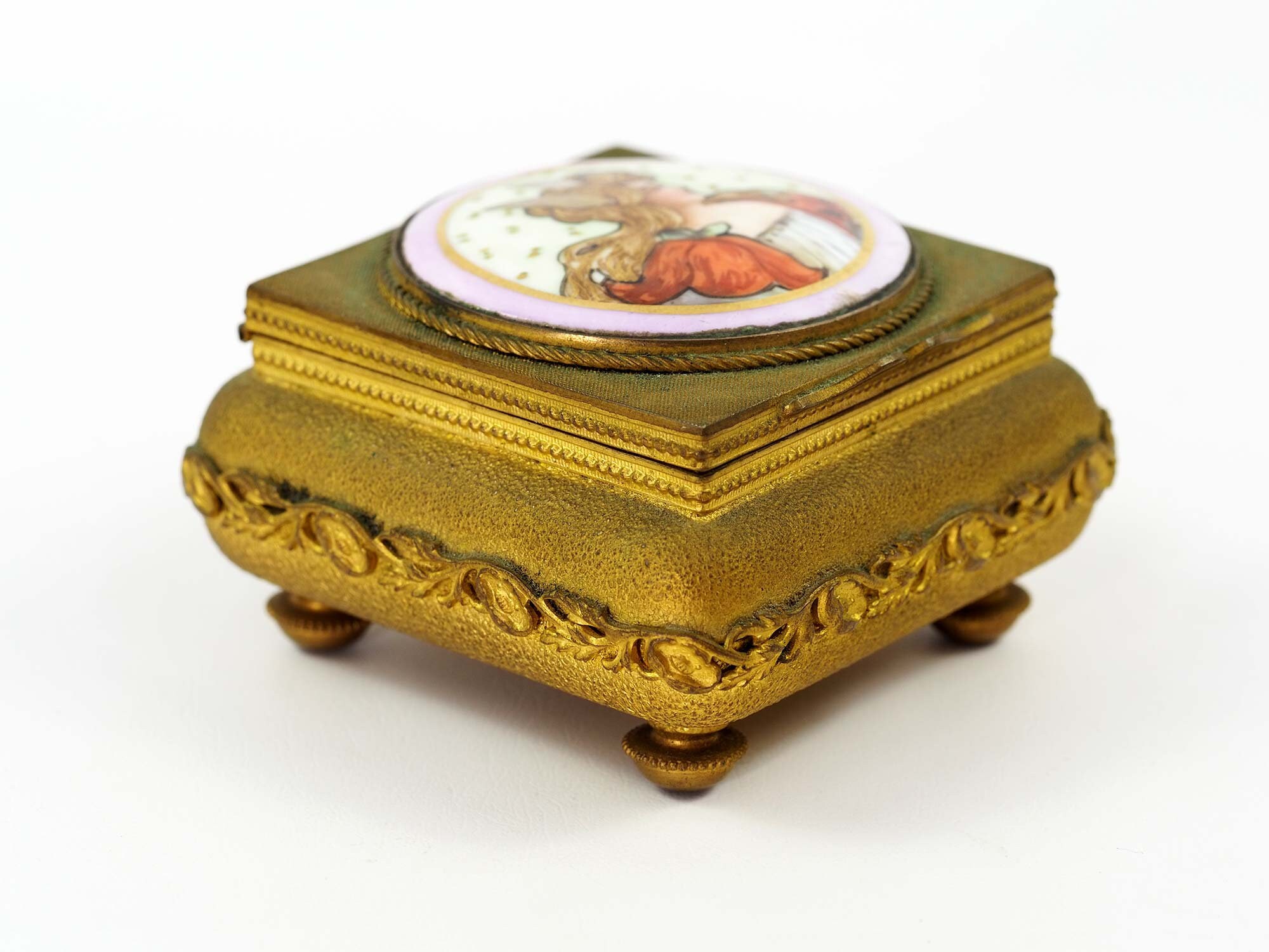 Antique French Jewelry Bronze Box W/ Hand Painted Porcelain - Etsy