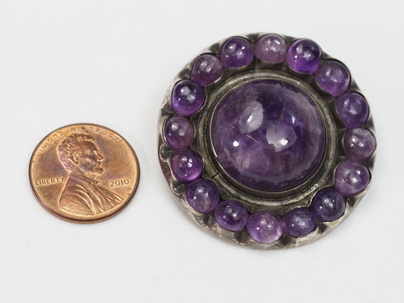 Fred Davis Silver Amethyst Brooch-1950s - Gem
