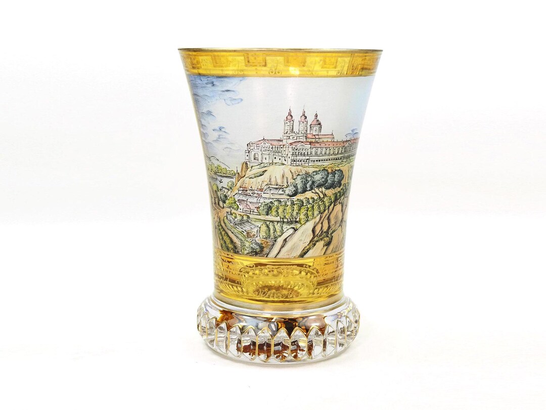 Antique Austrian Biedermeier Hand Painted Enamel Glass Beaker ...