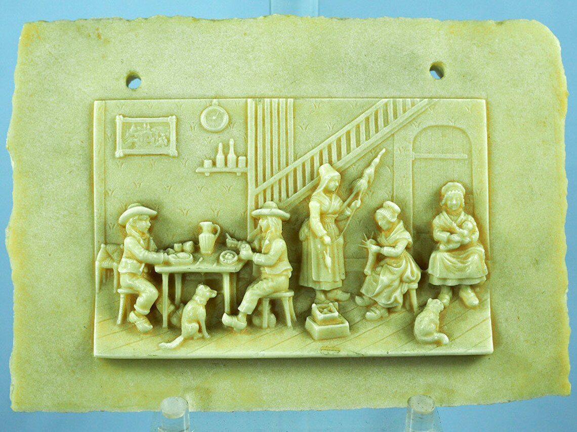Antique Alabaster Miniature Plaque - Etsy