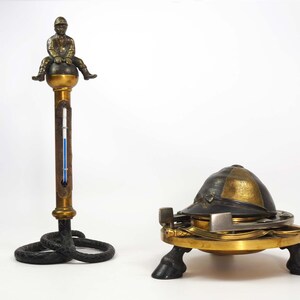 Antique French Bronze Equestrian Style Inkwell & Thermometer-19th ...