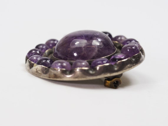 Fred Davis Silver Amethyst Brooch-1950s - Gem