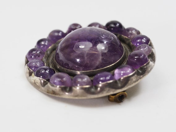 Fred Davis Silver Amethyst Brooch-1950s - Gem