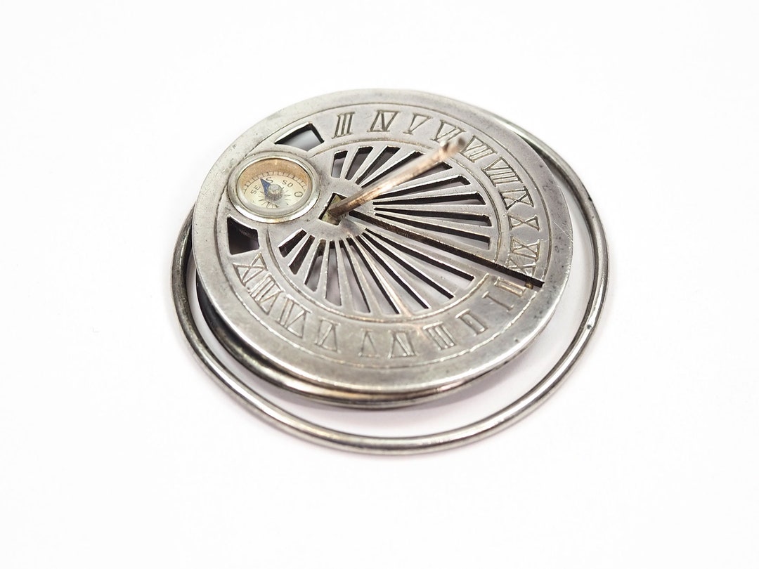 Antique Silver Pocket Sundial & Compass Clip by Mappin-circa 1900s - Etsy