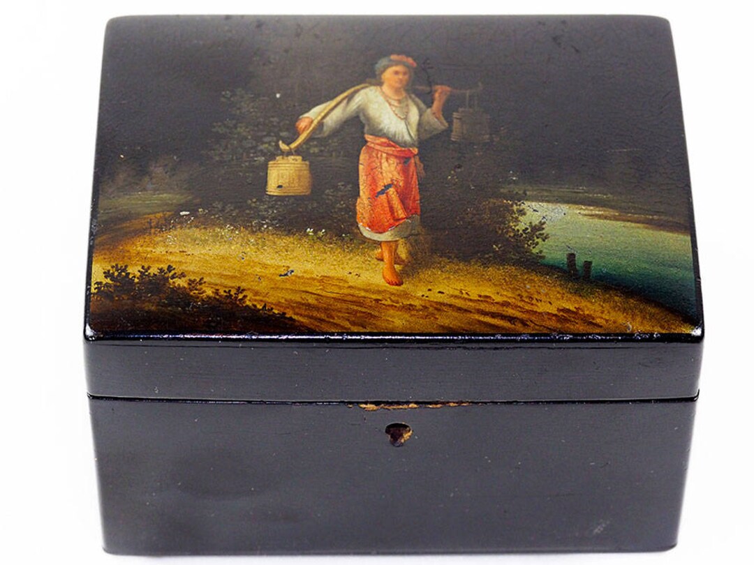 Antique Russian Pre-revolution Hand Painted Lacquer Box Vishnyakov - Etsy
