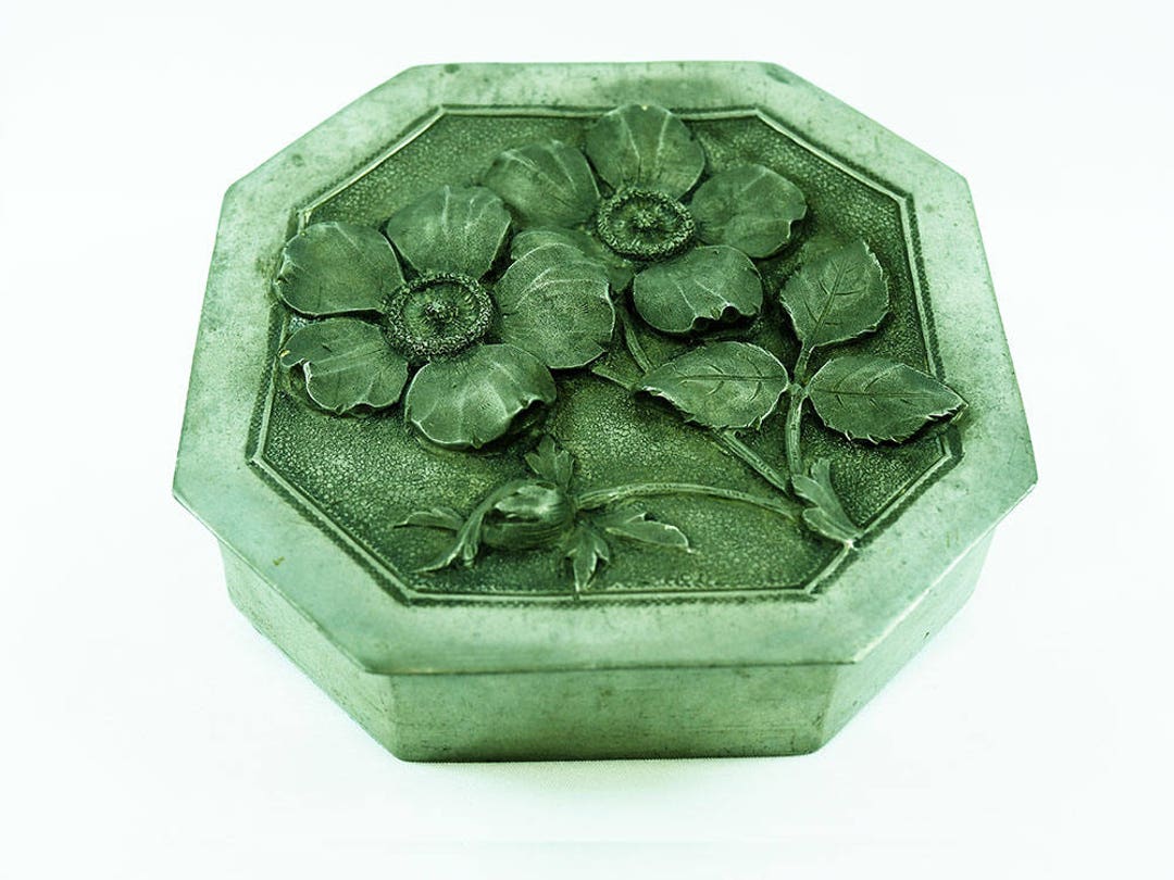 Art Deco French Pewter Repousse Box - Etsy