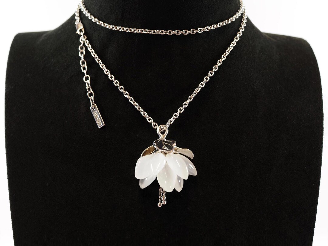 Kenzo Sterling Silver & Moonstone Flower Necklace - Etsy