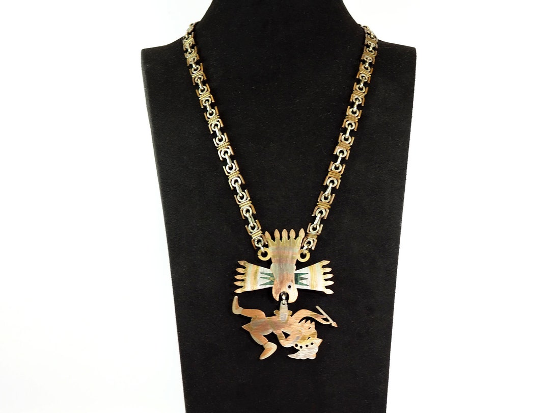 Mid-century Mexican Mixed Metals Metales Casados "condor With Aztec ...