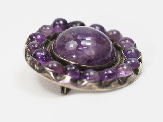 Fred Davis Silver Amethyst Brooch-1950s - Gem