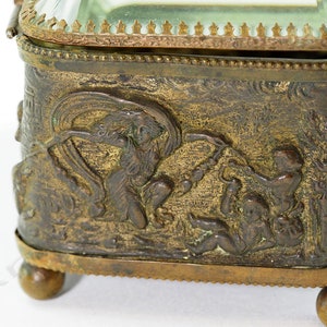 Antique Brass Repousse & Beveled Glass Box-circa 1880 - Etsy