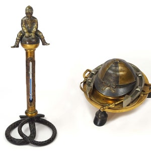 Antique French Bronze Equestrian Style Inkwell & Thermometer-19th ...