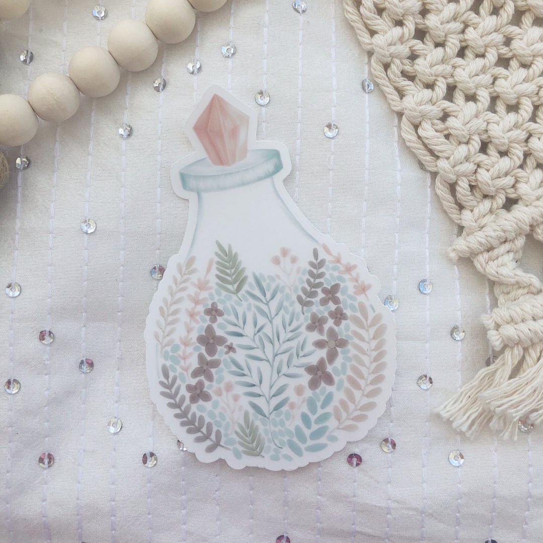 Floral Potion Bottle Vinyl Sticker | Clear Sticker | Vinyl Die Cut ...