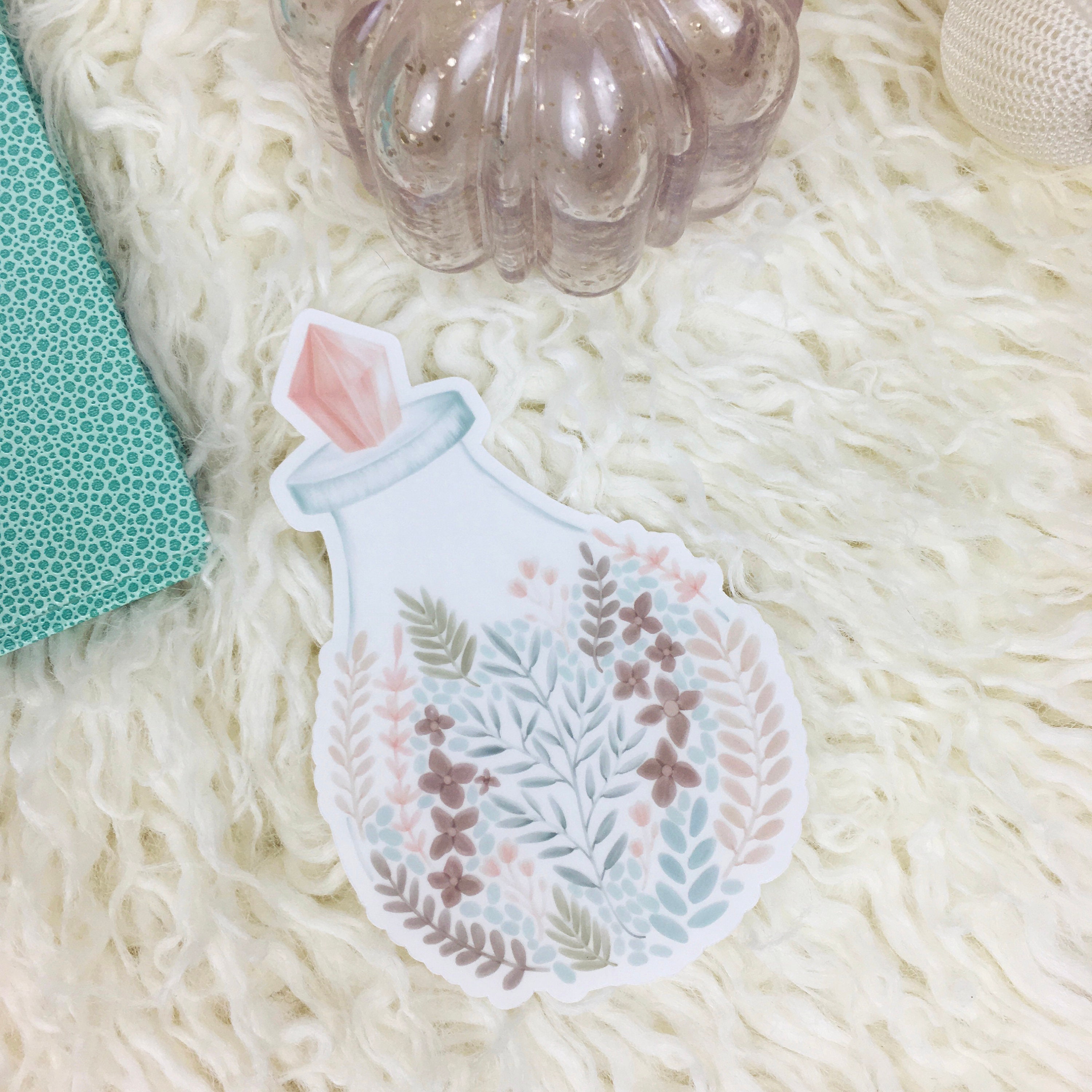 Floral Potion Bottle Vinyl Sticker Clear Sticker Vinyl Die | Etsy