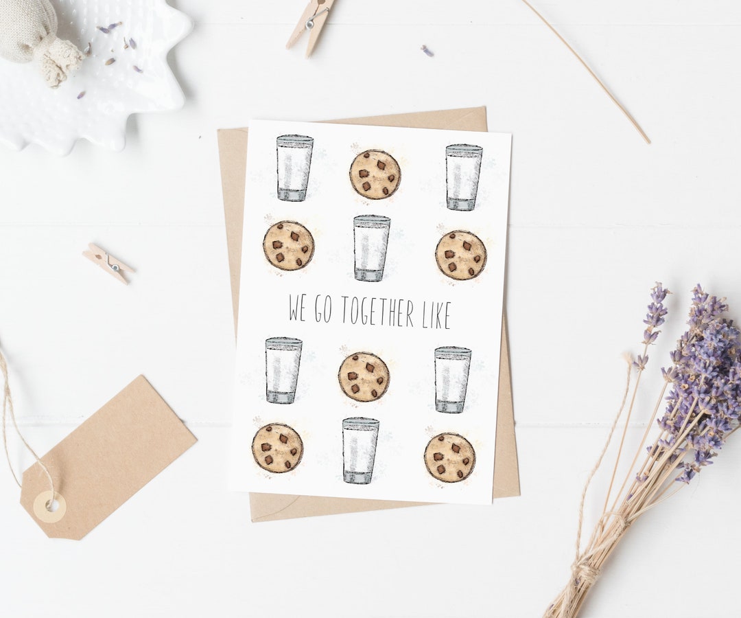 We Go Together Like Milk and Cookies Greeting Card Cute Food - Etsy