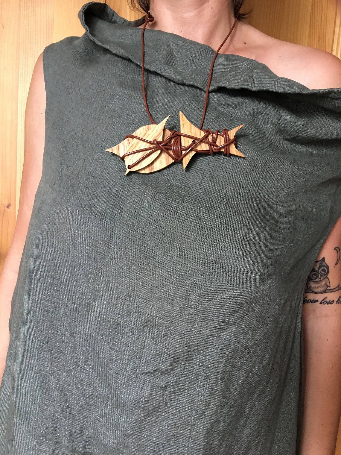 Crazy Pendant Leather and Wood - Etsy