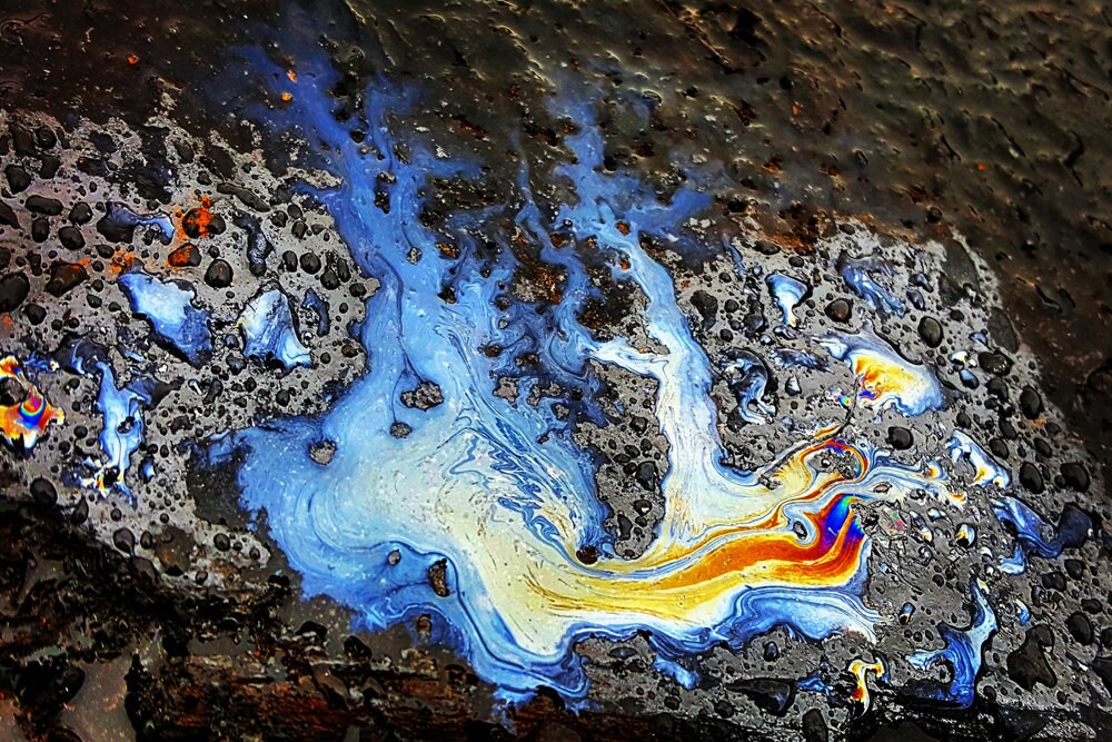 Rainbow Oil Puddles in a Parking Lot After a Storm Color Photo - Etsy