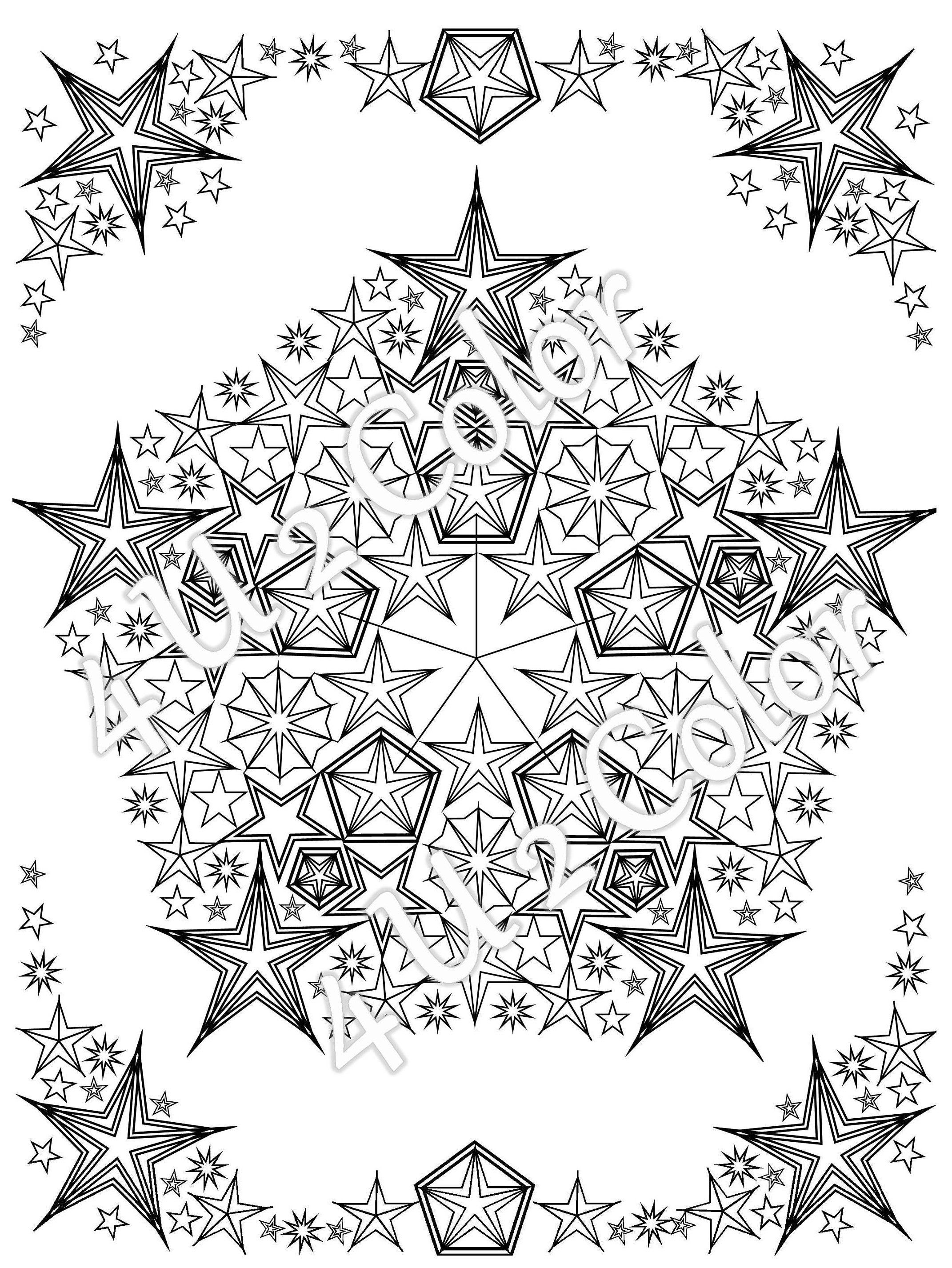 Star Mandala #2, Coloring Page, Star Mandala Coloring Page, Adult ...