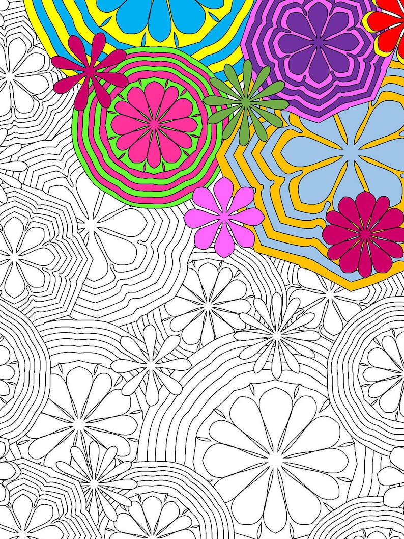 Flower Power - #1, Coloring Page, Flower Power Coloring Page, Adult ...