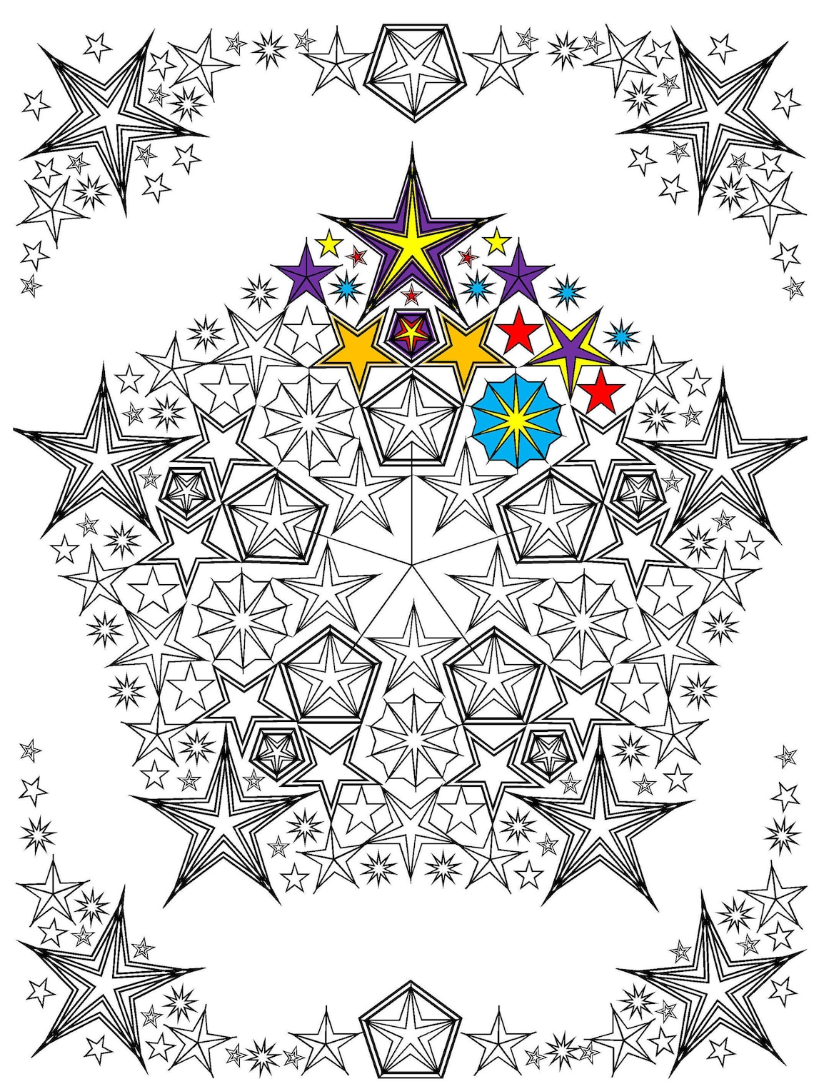 Star Mandala #2, Coloring Page, Star Mandala Coloring Page, Adult ...