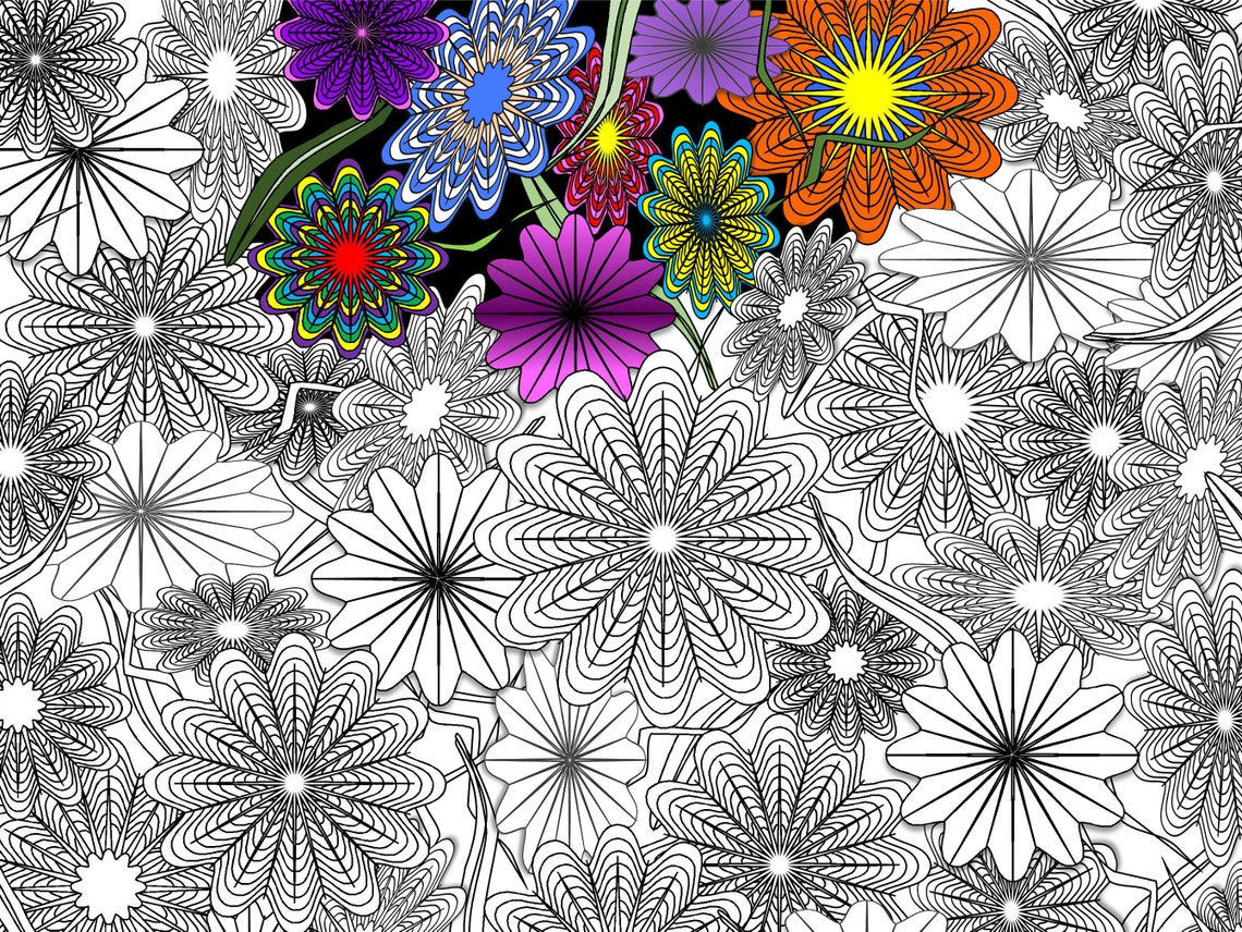 Star Flower Garden 1, Coloring Page, Star Flower Garden Coloring Page ...