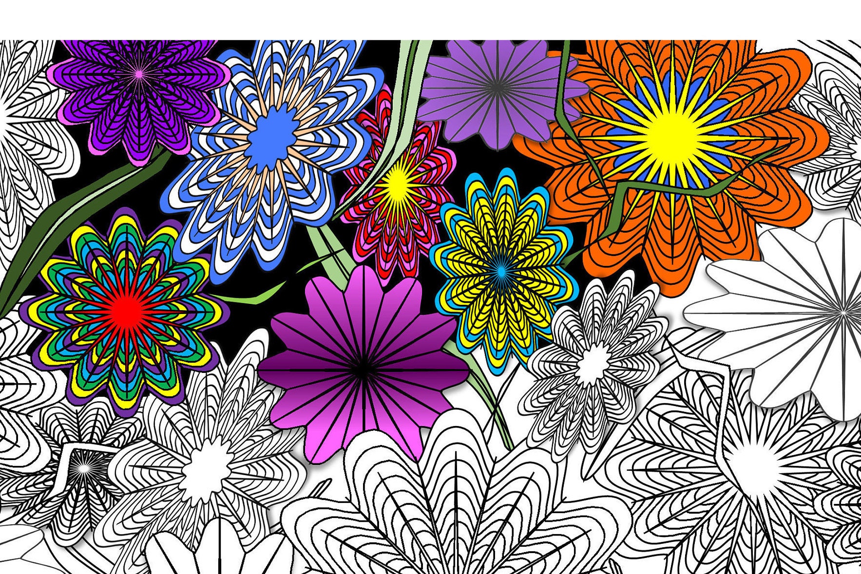 Star Flower Garden - #1, Coloring Page, Star Flower Garden Coloring ...