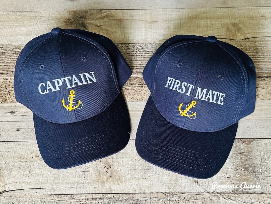 Captain | First Mate | Crew | Anchor | Matching Baseball Cap | Cotton ...