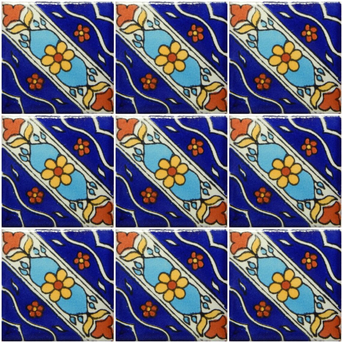 50 Pcs Talavera Mexican Hand Painted Tile Folk Art Tile 2X2 2-16 - Etsy